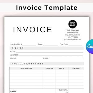 Editable Invoice Template. Professional Business Invoice. Customizable ...