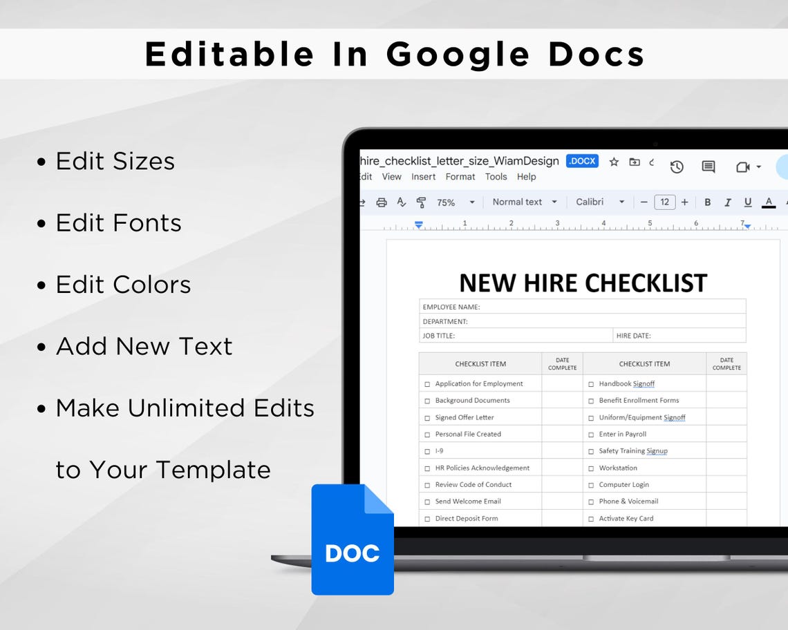 New Hire Checklist Template. New Employee Checklist. Employee ...
