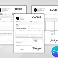 Editable Invoice Template. Quote Template. Receipt Template ...
