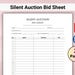 Editable Silent Auction Bid Sheet. Silent Auction Sign up Sheet ...