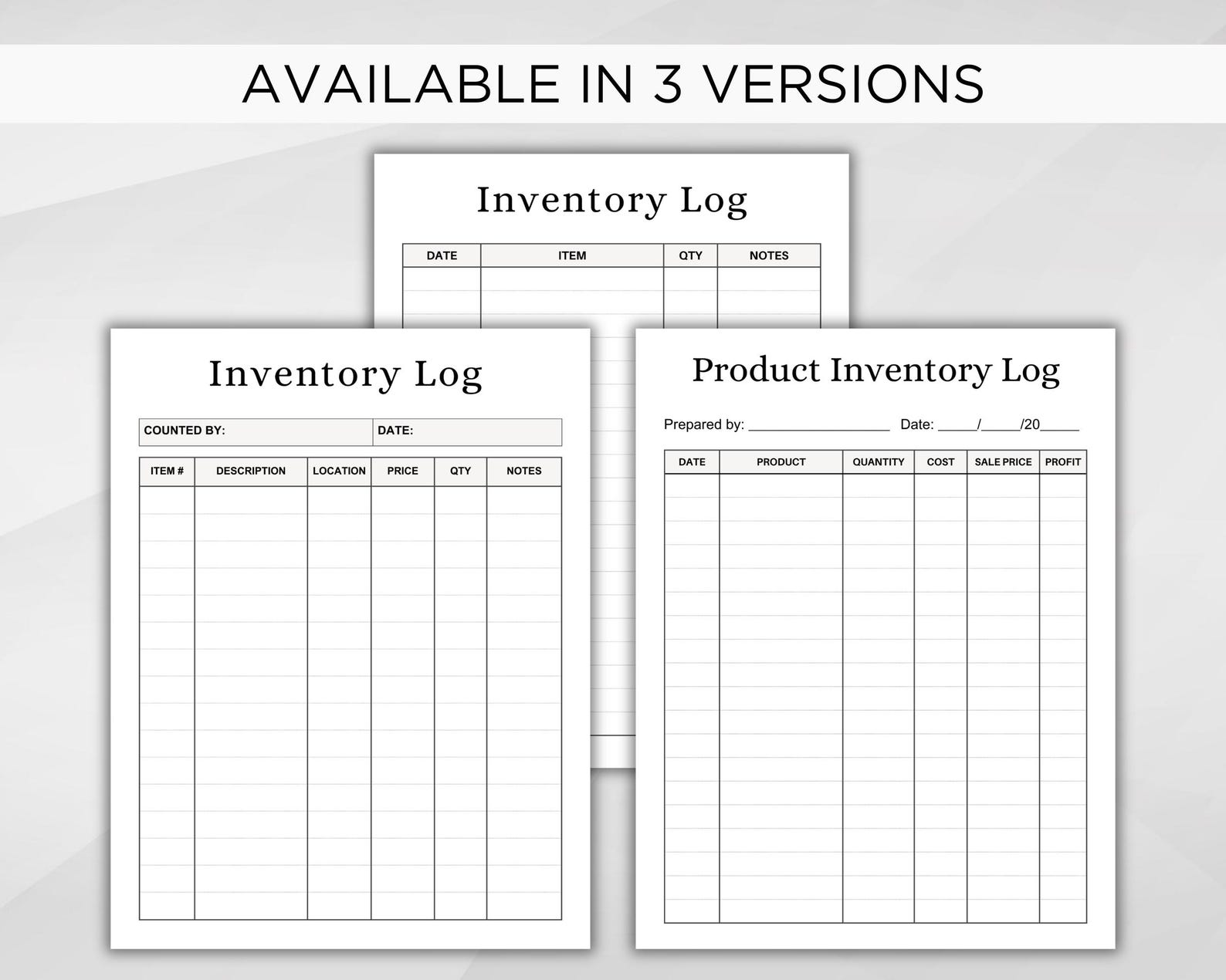 Editable Inventory Tracker. Inventory Log. Product Inventory. Inventory ...
