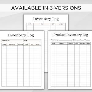 Editable Inventory Tracker. Inventory Log. Product Inventory. Inventory ...