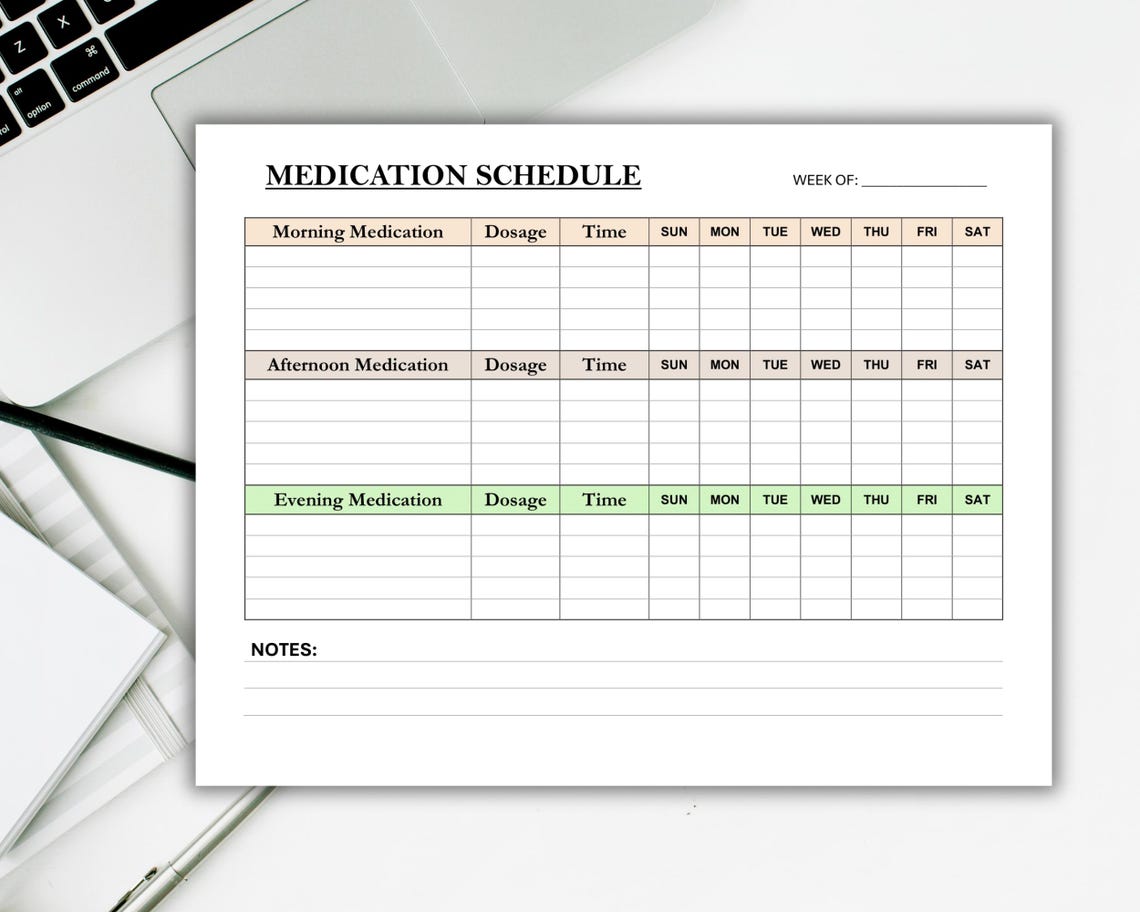 Printable Medication Schedule. Weekly Medication Tracker. Medication List. Pill Tracker ...