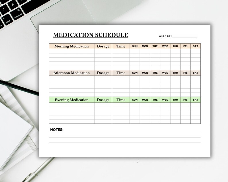 Printable Medication Schedule. Weekly Medication Tracker. Medication ...