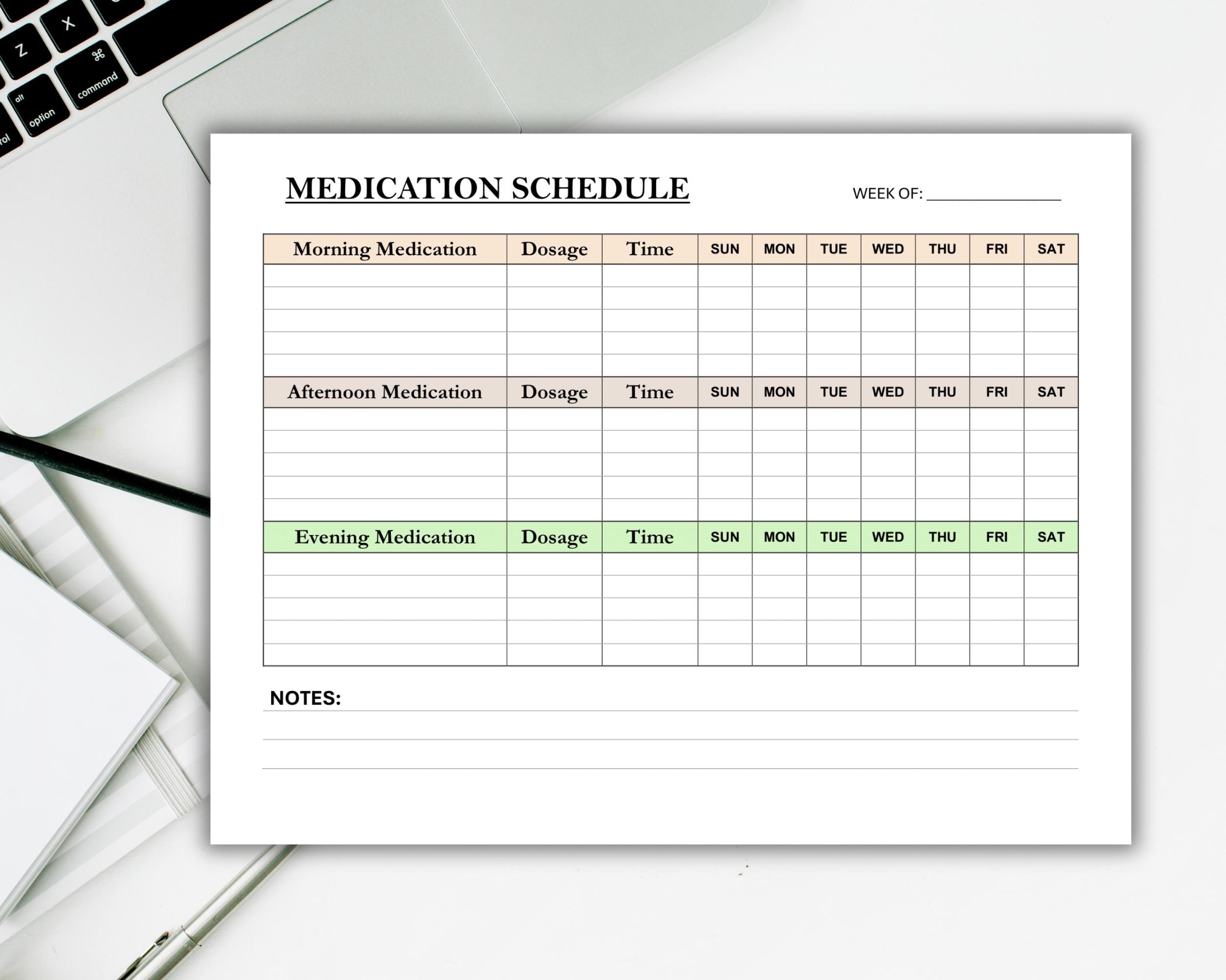 Printable Medication Schedule. Weekly Medication Tracker. Medication ...