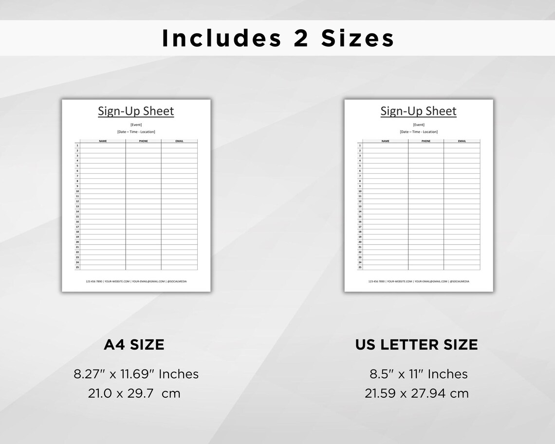 Editable Sign up Sheet. Sign up Template. Event Sign up Sheet ...