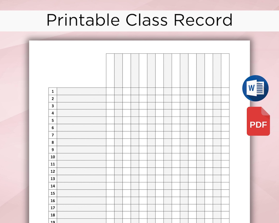 Printable Class Record Book, Teacher Gradebook & Attendance Log ...
