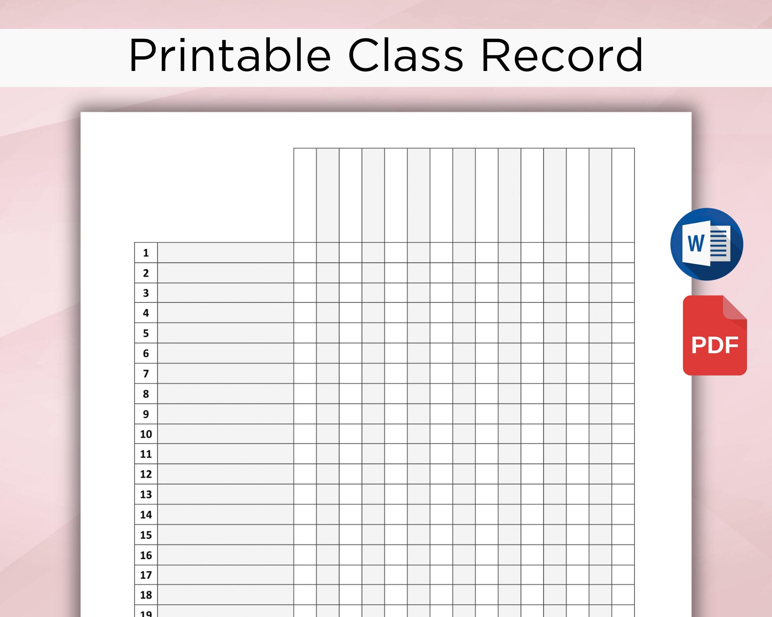 Class Record Printable, Class Gradebook, Teacher Gradebook, Class ...