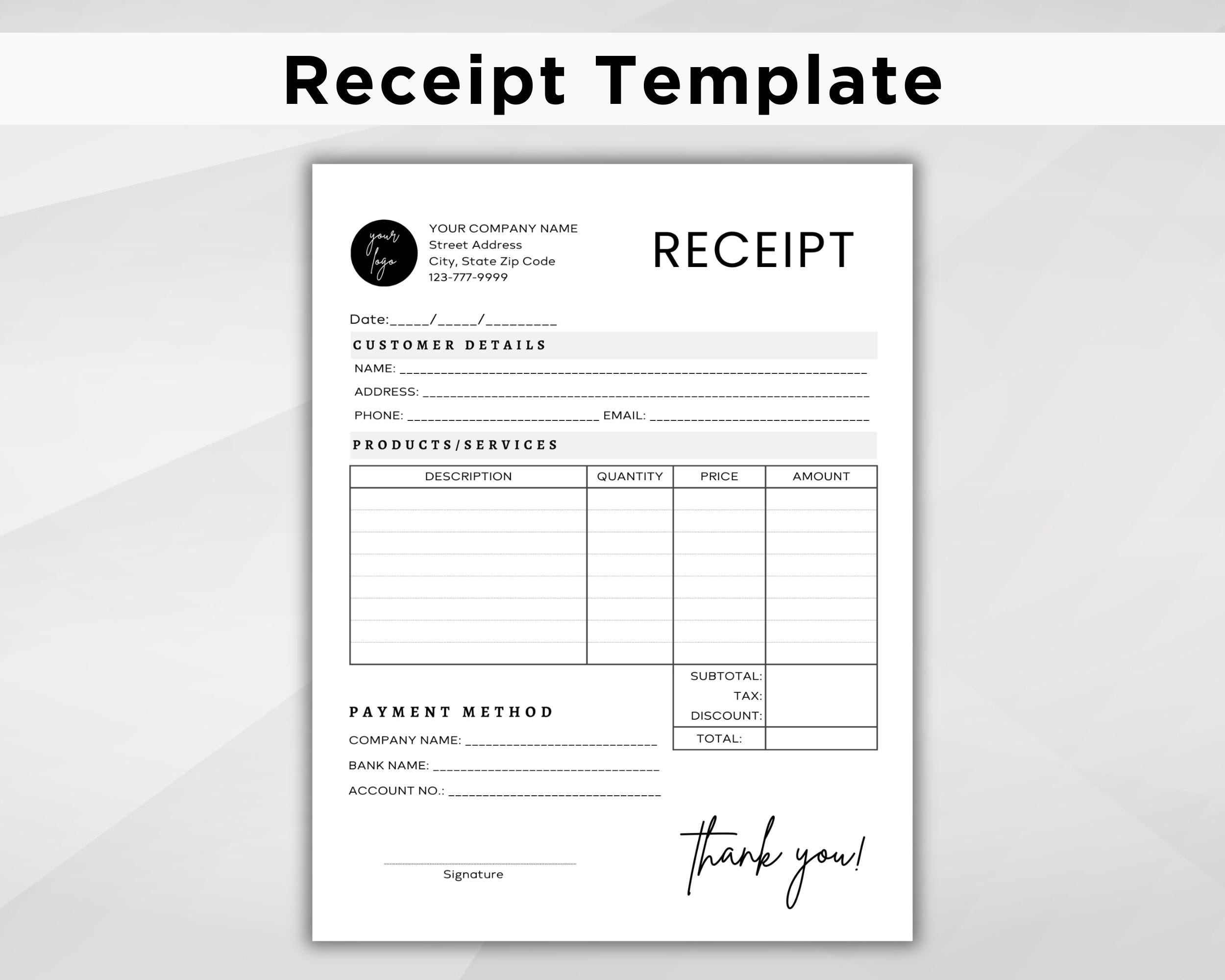 Editable Invoice Template. Quote Template. Receipt Template ...