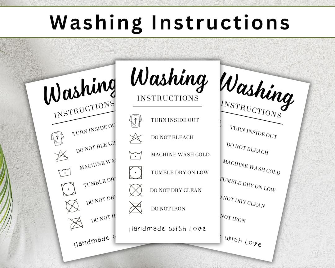 Washing Instructions Card. Clothing Care Card. Shirt Packaging Insert ...