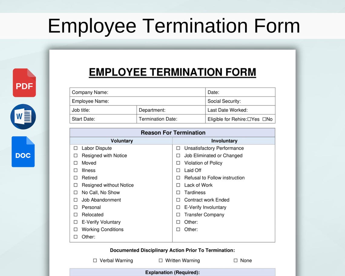 Editable Employee Termination Form. Printable Employee off Boarding ...