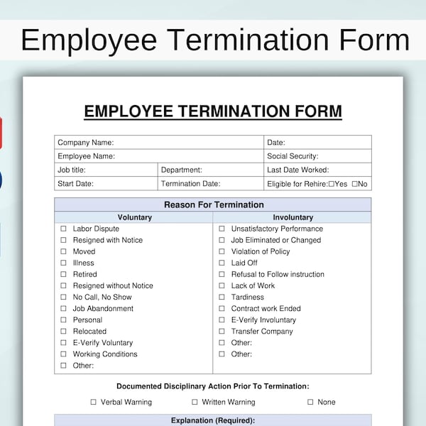 Employee Termination Form - Etsy