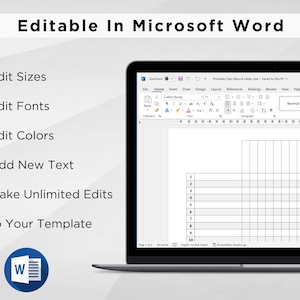 EDITABLE Class Record Printable Class Attendance Sheet Grade Log Class ...