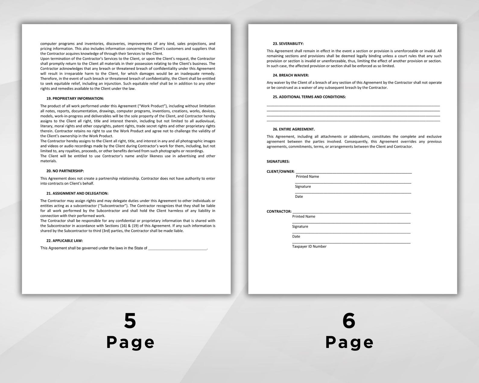 Independent Contractor Agreement Template Printable. Editable ...