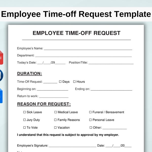 Employee Time off Template - Etsy