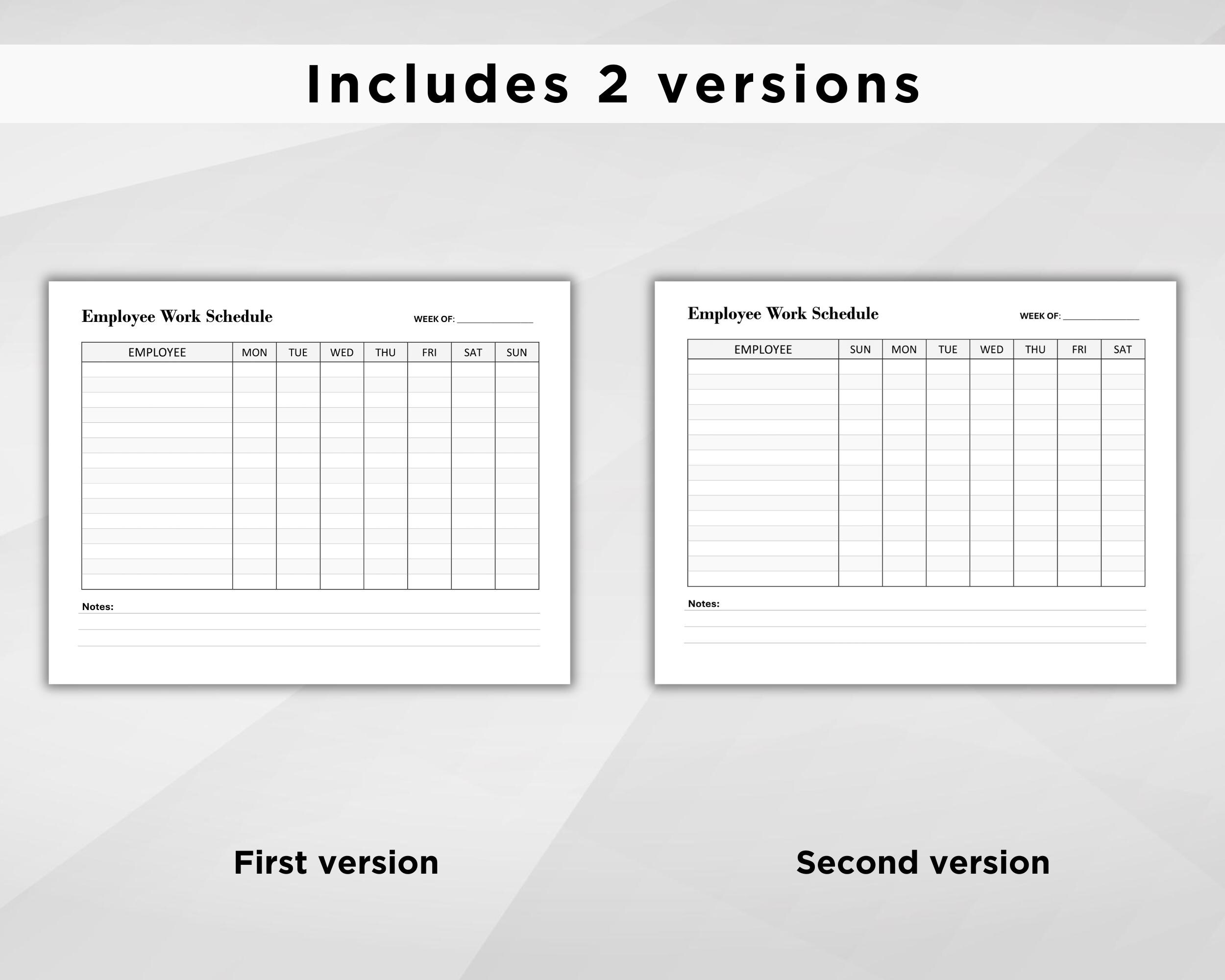 Employee Work Schedule. Weekly Employee Work Schedule. Employee ...