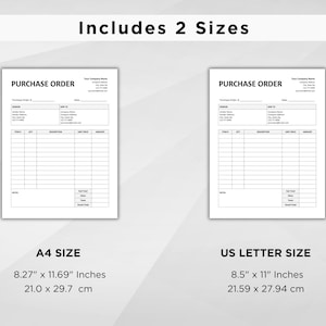 Editable Purchase Order Template | Printable PO Form for Small Business ...
