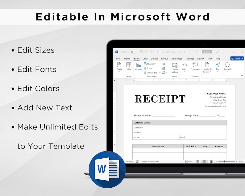 Receipt Template. Small Business Digital Receipt. Receipt Form ...