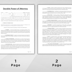 Durable Power of Attorney Template. Printable Durable Power of Attorney ...
