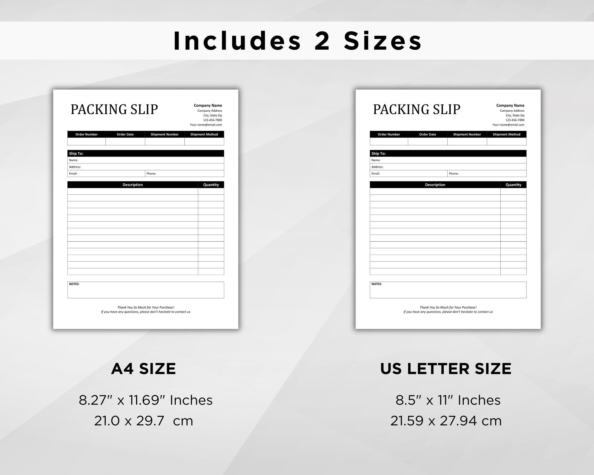 Packing Slip Template. Editable Small Business Packing Slip Template ...
