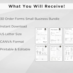 Editable Order Forms Bundle. Printable Small Business Form. Invoice ...