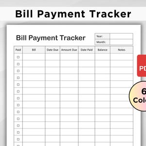 Bill Payment Tracker. Bill Payment Checklist. Expense Tracker. Budget ...