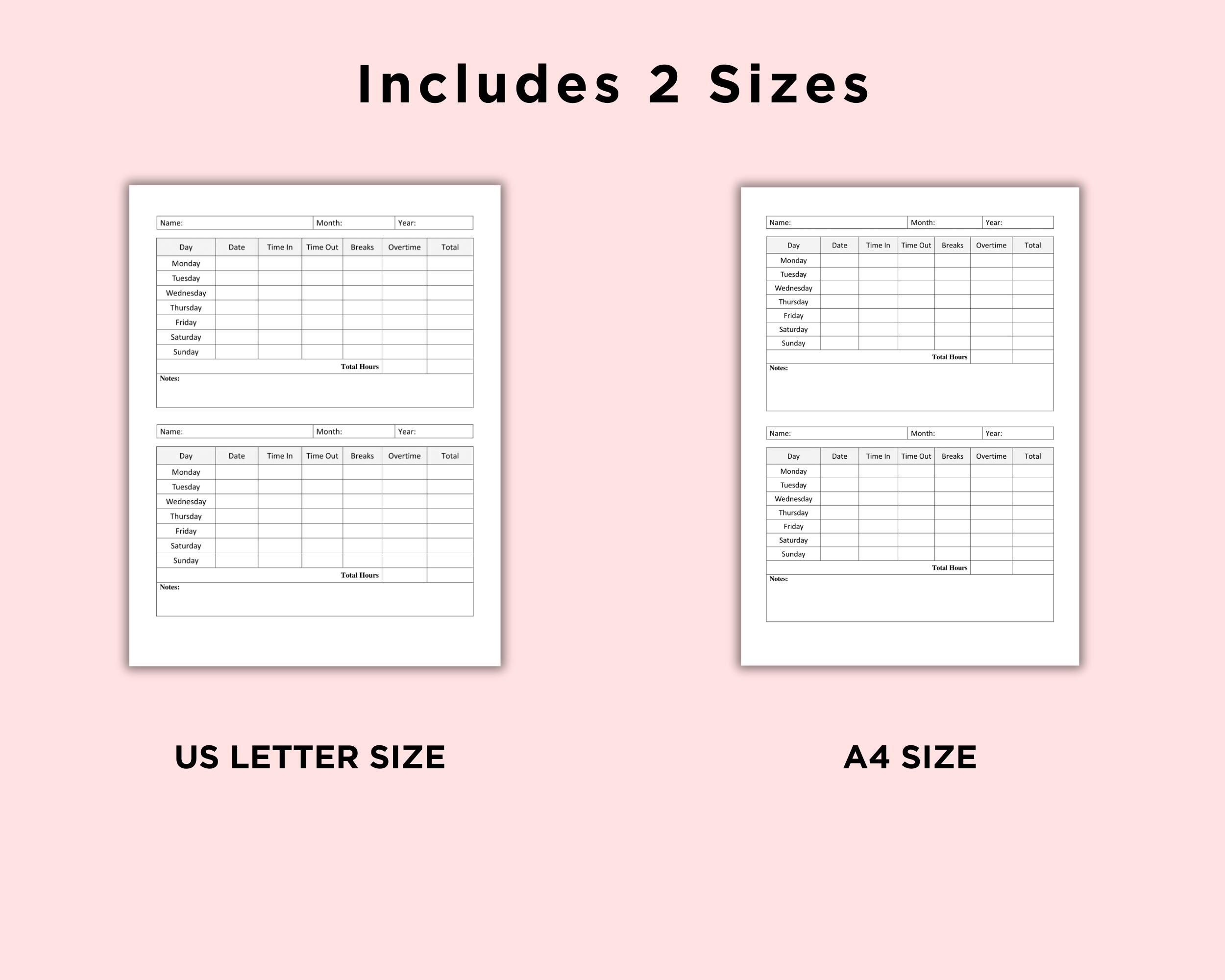 Printable Weekly Time Sheet Log. Time Keeping Log. Timesheet Log. Time ...