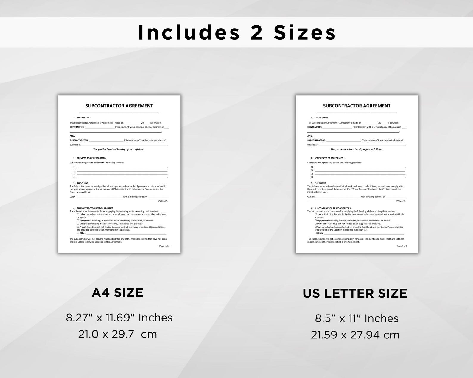 Subcontractor Agreement Template. Editable Subcontractor Contract Form ...
