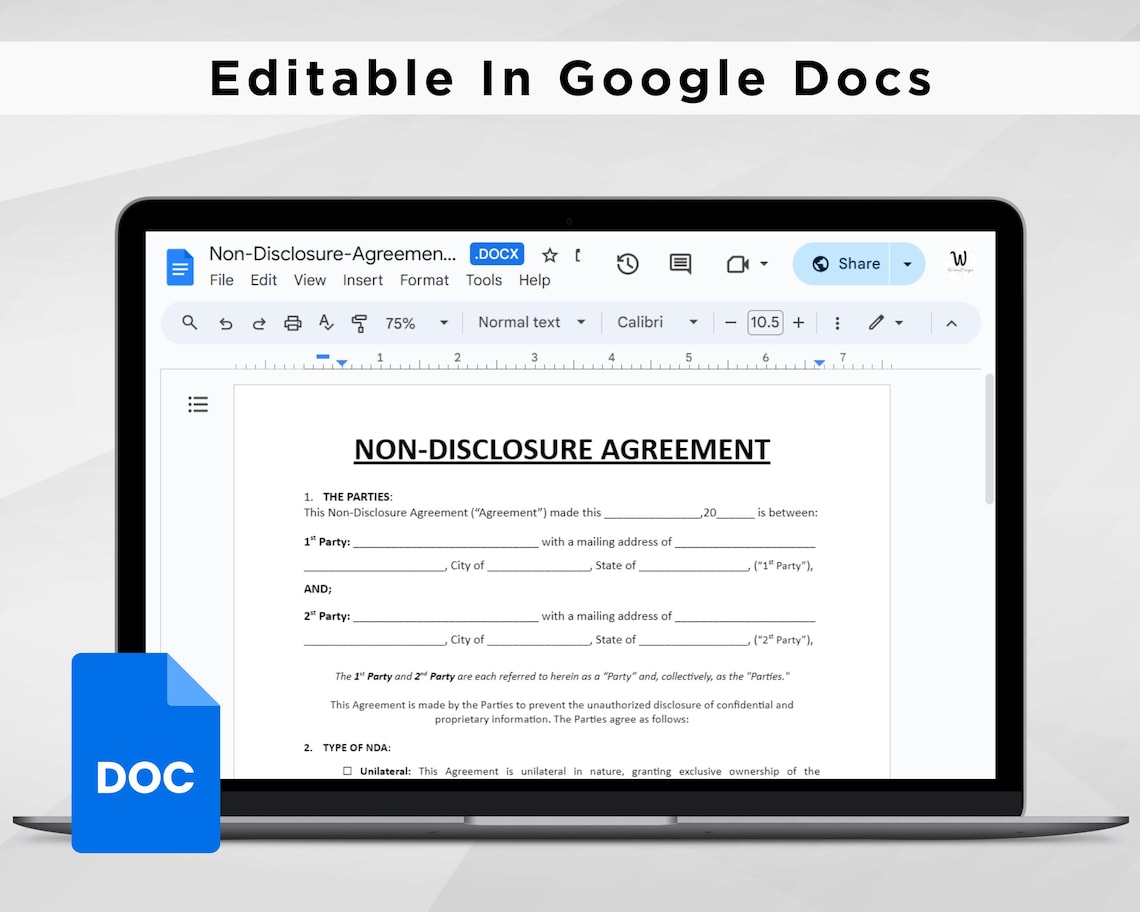 Non-disclosure Agreement Template. NDA Forms. Confidential Disclosure ...