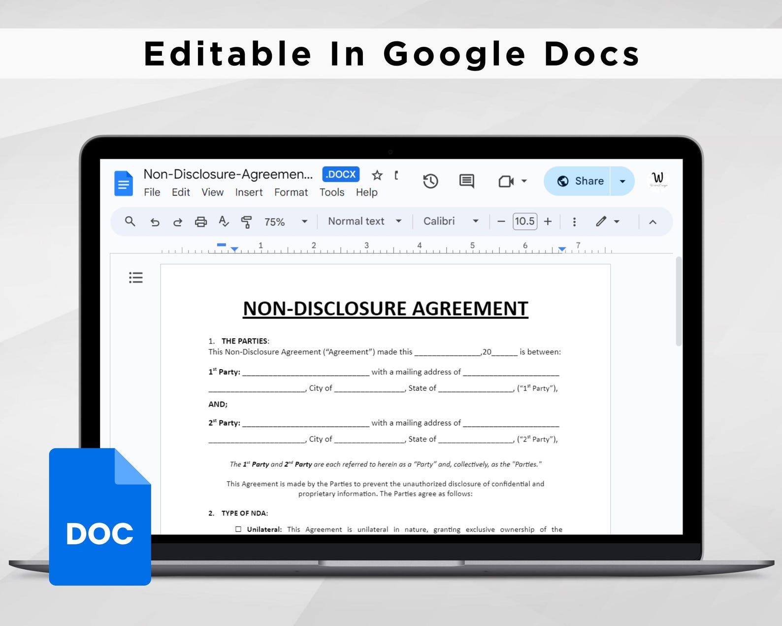 Non-disclosure Agreement Template. NDA Forms. Confidential Disclosure ...