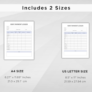 Editable Rent Payment Ledger Template. Printable Rental Payment Tracker ...