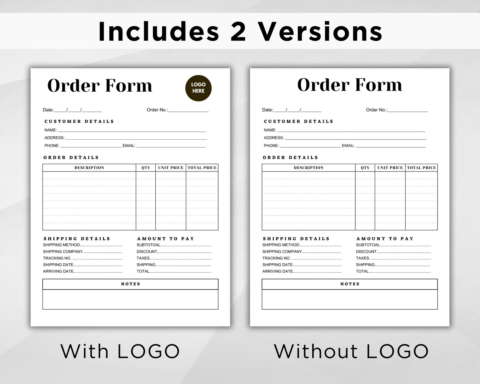 Editable Order Form, Invoice Template, Canva Template, Printable Small ...
