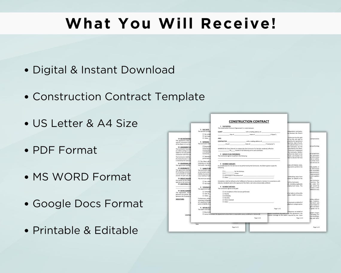 Construction Contract Agreement Templates. Construction Template ...