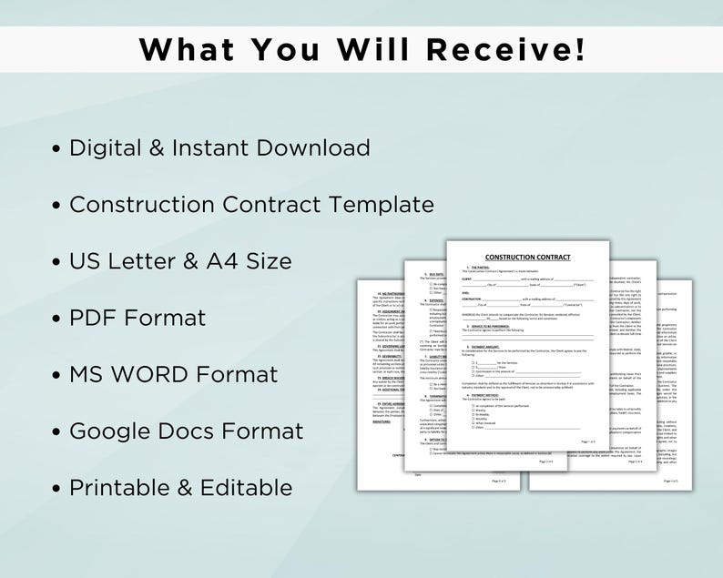Construction Contract Agreement Templates. Construction Template ...
