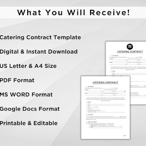 Catering Contract Template. Catering Service Contract. Editable ...