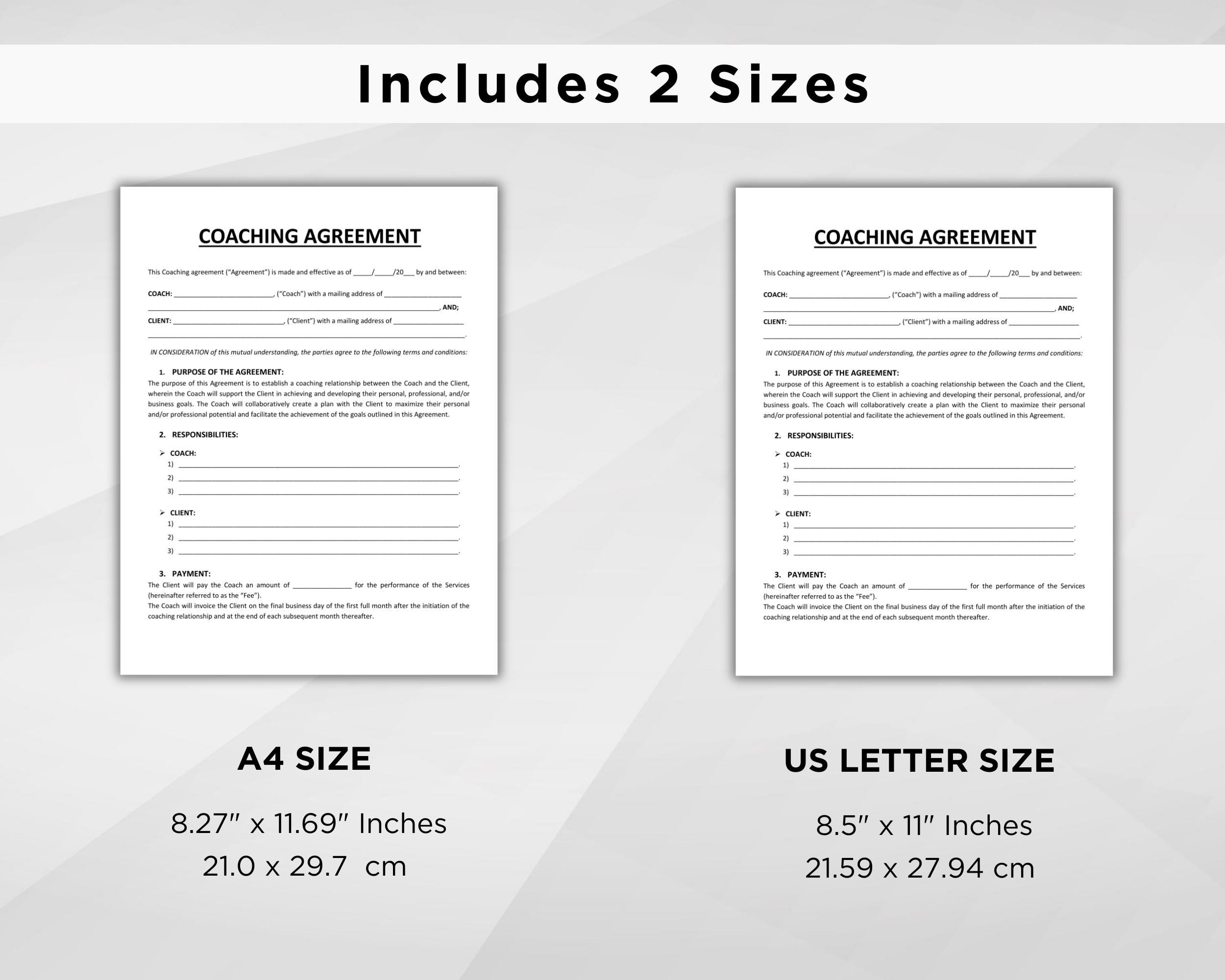 Coaching Agreement Templates. Printable Coaching Contract. Coaching ...
