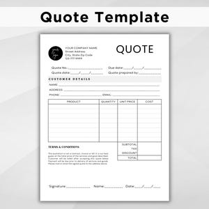 Editable Invoice Template. Quote Template. Receipt Template ...