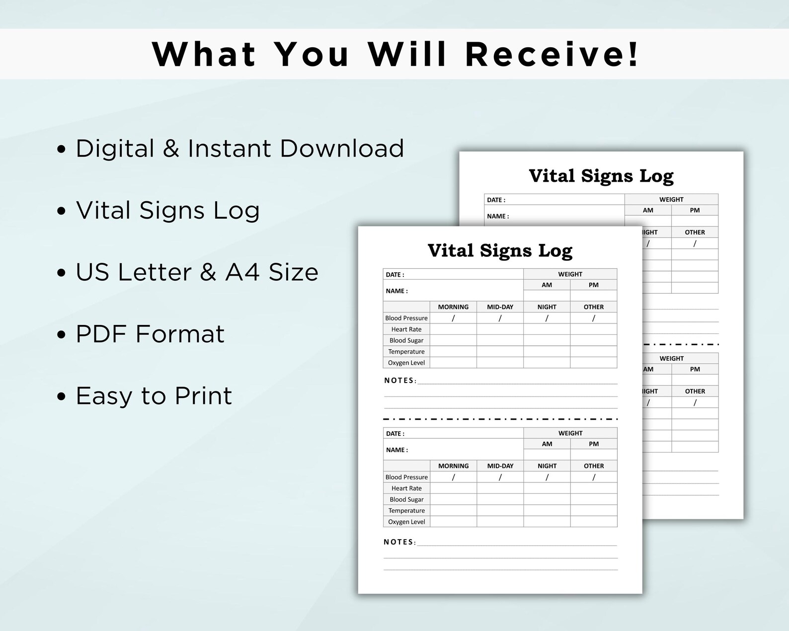 Vital Signs Log. Daily Vital Signs Tracker for Nurse. Vital Sign Sheet ...