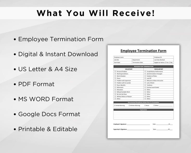 Employee Termination Letter Template, Job Termination Letter Template ...