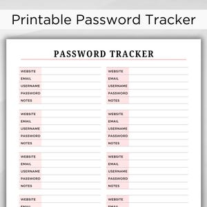 Password Tracker Printable | Password Log Book | Internet Login ...