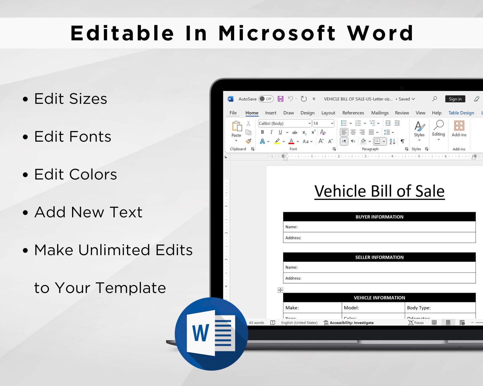 Simple Vehicle Bill of Sale Template. Motor Vehicle Sale Contract. Bill ...