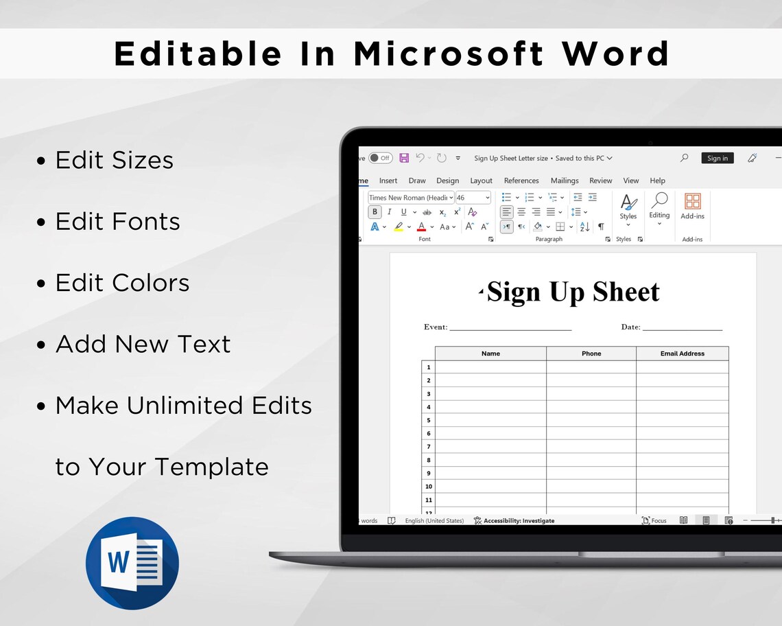 Sign up Sheet Template. Printable Sign up Templates. Event Sign up ...