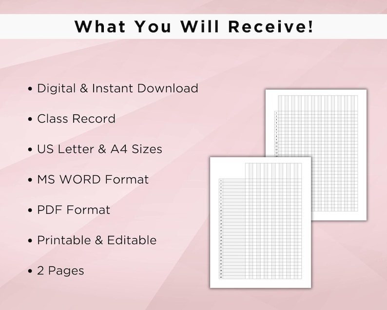 Printable Class Record Book, Teacher Gradebook & Attendance Log ...