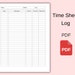 Time Sheet Log Printable. Time Keeping Log. Timesheet Log. Time Spent ...