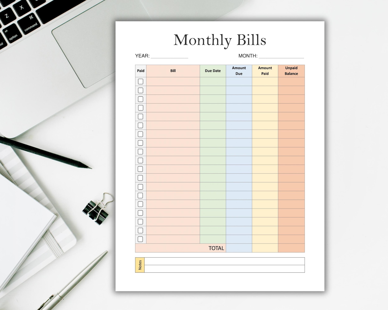 Editable Monthly Bill Log. Bill Payment Checklist Tracker. Printable ...