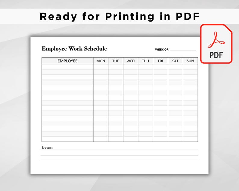 Employee Work Schedule. Weekly Employee Work Schedule. Employee ...