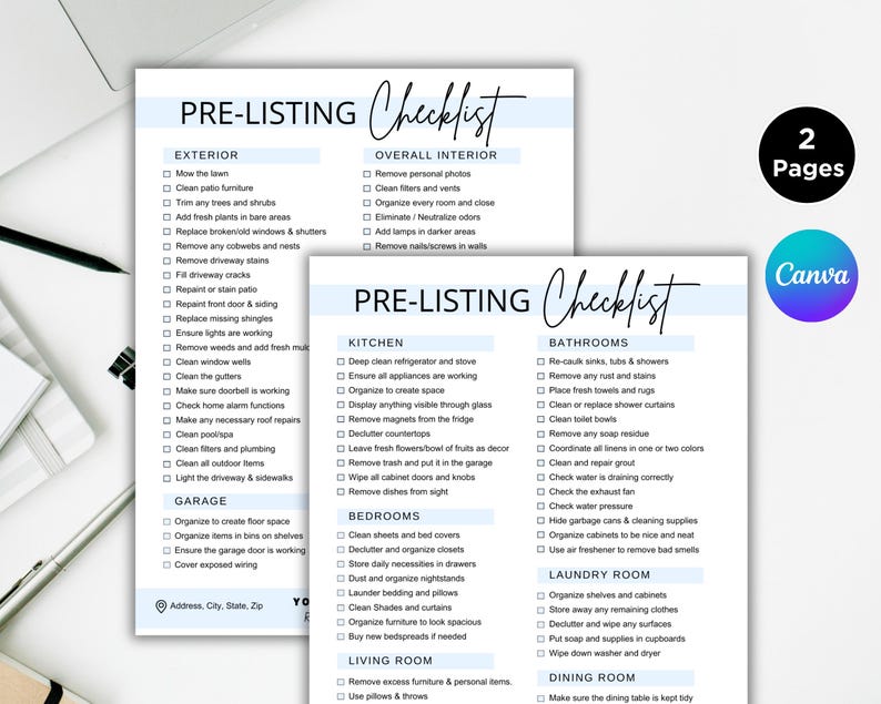 Real Estate Pre-listing Checklist. Realtor Marketing. Home Selling ...