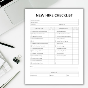 New Hire Checklist Template. New Employee Checklist. Employee ...