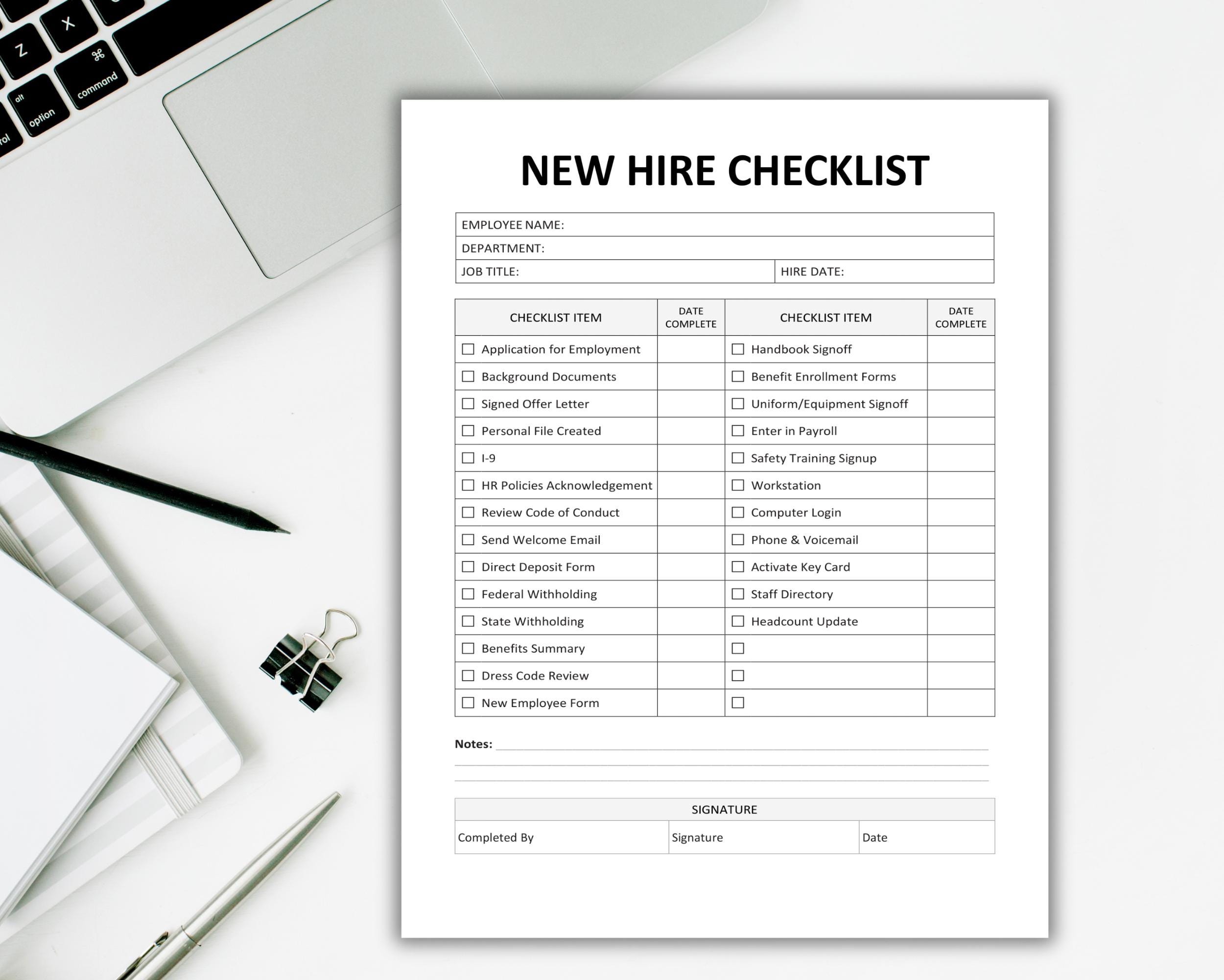 New Hire Checklist Template. New Employee Checklist. Employee ...