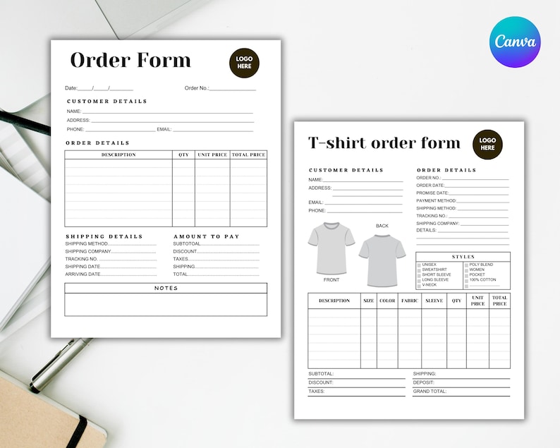 Editable Order Forms Bundle. Printable Small Business Form. Invoice ...